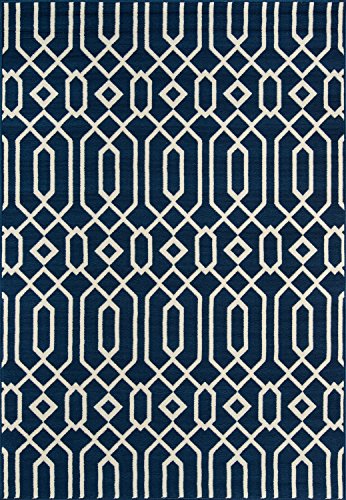 Momeni Rugs , Baja Collection Contemporary Indoor & Outdoor Area Rug, Easy to Clean, UV protected & Fade Resistant, 1'8" x 3'7", Navy Blue