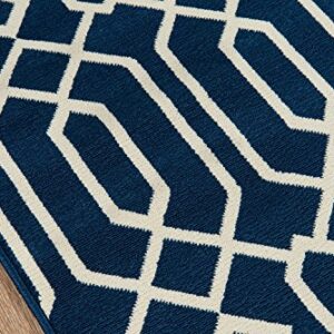 Momeni Rugs , Baja Collection Contemporary Indoor & Outdoor Area Rug, Easy to Clean, UV protected & Fade Resistant, 1'8" x 3'7", Navy Blue