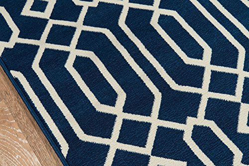 Momeni Rugs , Baja Collection Contemporary Indoor & Outdoor Area Rug, Easy to Clean, UV protected & Fade Resistant, 1'8" x 3'7", Navy Blue