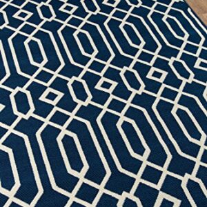 Momeni Rugs , Baja Collection Contemporary Indoor & Outdoor Area Rug, Easy to Clean, UV protected & Fade Resistant, 1'8" x 3'7", Navy Blue