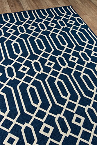 Momeni Rugs , Baja Collection Contemporary Indoor & Outdoor Area Rug, Easy to Clean, UV protected & Fade Resistant, 1'8" x 3'7", Navy Blue