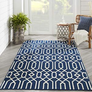 Momeni Rugs , Baja Collection Contemporary Indoor & Outdoor Area Rug, Easy to Clean, UV protected & Fade Resistant, 1'8" x 3'7", Navy Blue