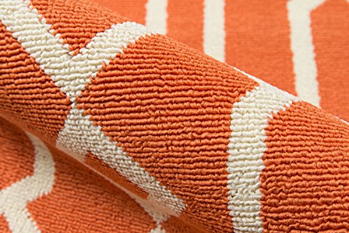 Momeni Rugs , Baja Collection Contemporary Indoor & Outdoor Area Rug, Easy to Clean, UV protected & Fade Resistant, 2'3" x 7'6" Runner, Orange