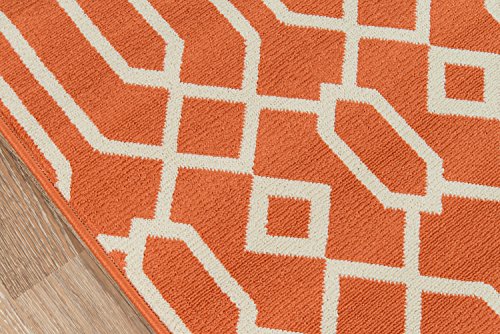 Momeni Rugs , Baja Collection Contemporary Indoor & Outdoor Area Rug, Easy to Clean, UV protected & Fade Resistant, 2'3" x 7'6" Runner, Orange