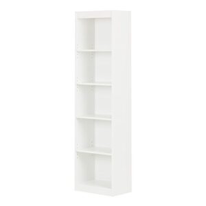 south shore axess 5-shelf narrow bookcase, pure white