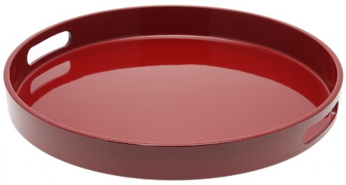 Kotobuki Red Lacquer Serving Tray, 13-1/2-Inch