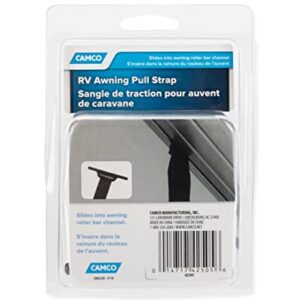 Camco RV Awning Replacement Pull Strap | Convenient Way to Roll Awning Out or Retract Awning | Measures 99-1/4-inches (L) x 1-inch (W) | Black (42505)