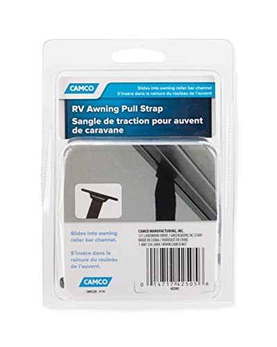 Camco RV Awning Replacement Pull Strap | Convenient Way to Roll Awning Out or Retract Awning | Measures 99-1/4-inches (L) x 1-inch (W) | Black (42505)