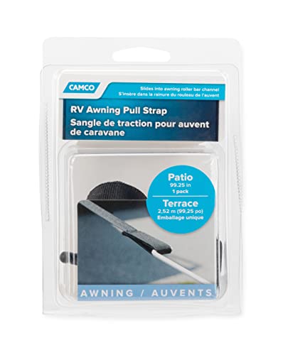 Camco RV Awning Replacement Pull Strap | Convenient Way to Roll Awning Out or Retract Awning | Measures 99-1/4-inches (L) x 1-inch (W) | Black (42505)