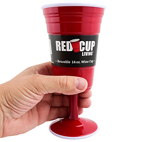 Red Cup Living 14 Oz Wine Cup | Party Wine Cups Ideal for Kids & Adults | Reusable Drinking Supplies for Birthday Party, Camping, Travel Outdoors | Durable & Unbreakable | BPA Free | Easy to Carry