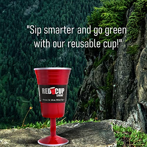 Red Cup Living 14 Oz Wine Cup | Party Wine Cups Ideal for Kids & Adults | Reusable Drinking Supplies for Birthday Party, Camping, Travel Outdoors | Durable & Unbreakable | BPA Free | Easy to Carry