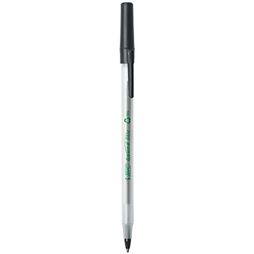 BIC Ecolutions Round Stic Ballpoint Pens, Medium Point (1.0mm), 50-Count Pack, Black Ink Pens Made from 97% Recycled Plastic