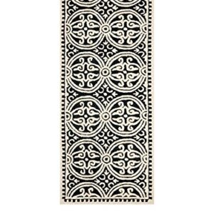 SAFAVIEH Cambridge Collection 2'6" x 8' Black/Ivory CAM123E Handmade Moroccan Premium Wool Runner Rug