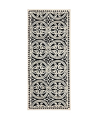 SAFAVIEH Cambridge Collection 2'6" x 8' Black/Ivory CAM123E Handmade Moroccan Premium Wool Runner Rug