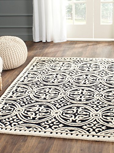 SAFAVIEH Cambridge Collection 2'6" x 8' Black/Ivory CAM123E Handmade Moroccan Premium Wool Runner Rug