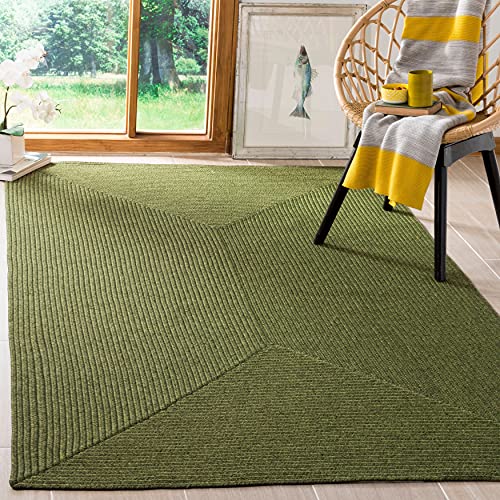 SAFAVIEH Braided Collection 2' x 3' Green BRD315A Handmade Country Cottage Reversible Accent Rug