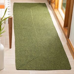 SAFAVIEH Braided Collection 2' x 3' Green BRD315A Handmade Country Cottage Reversible Accent Rug