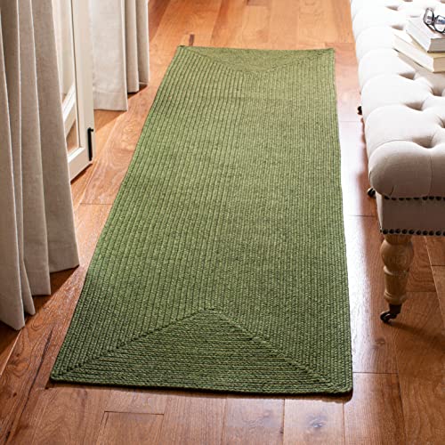 SAFAVIEH Braided Collection 2' x 3' Green BRD315A Handmade Country Cottage Reversible Accent Rug