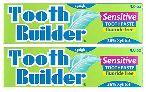 Squigle Tooth Builder SLS Free Toothpaste (Stops Tooth Sensitivity) Prevents Canker Sores, Cavities, Perioral Dermatitis, Bad Breath, Chapped Lips - 2 Pack