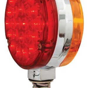 GG Grand General 78360 Amber/Red 4" Round Double Faced Pearl 24-LED Pedestal Light with Chrome Die Cast Housing