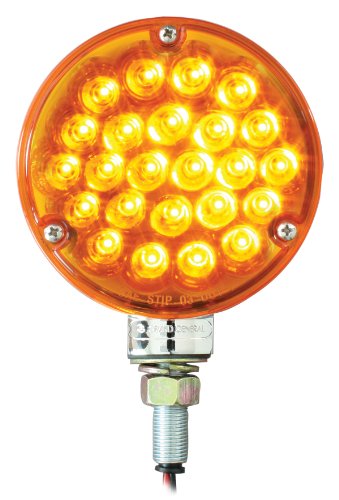 GG Grand General 78360 Amber/Red 4" Round Double Faced Pearl 24-LED Pedestal Light with Chrome Die Cast Housing