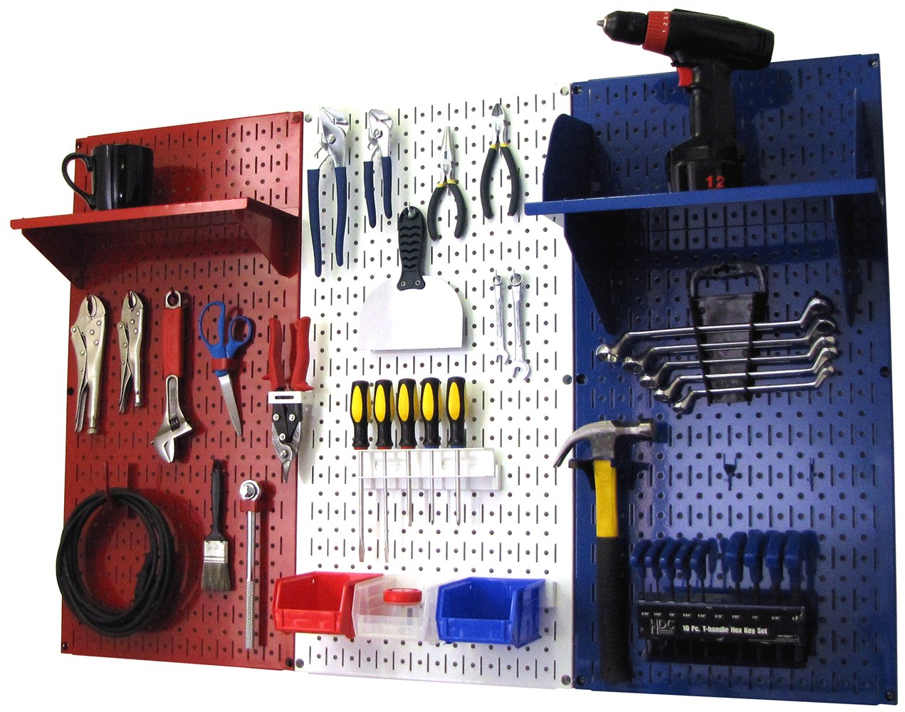 Wall Control Patriot Pegboard Organizer American Made 4ft Metal Pegboard Tool Storage Kit Made in The USA