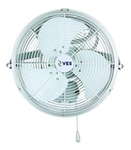 ves moisture resistant outdoor wall/ceiling mount shop fan/industrial basket fan for cooling and ventilation (18 inch, white)