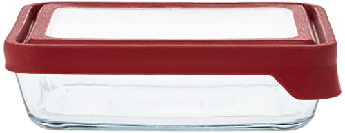 Anchor Hocking TrueSeal Glass Food Storage Container with Lid, Cherry, 6 Cup -