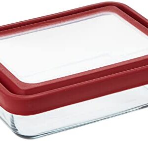 Anchor Hocking TrueSeal Glass Food Storage Container with Lid, Cherry, 6 Cup -