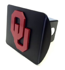 elektroplate university of oklahoma sooners black with red ou emblem metal trailer hitch cover fits 2 inch auto car truck receiver with ncaa college sports logo