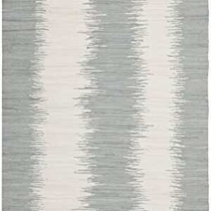 SAFAVIEH Montauk Collection Accent Rug - 4' x 6', Grey, Handmade Stripe Fringe Cotton, Ideal for High Traffic Areas in Entryway, Living Room, Bedroom (MTK751K)