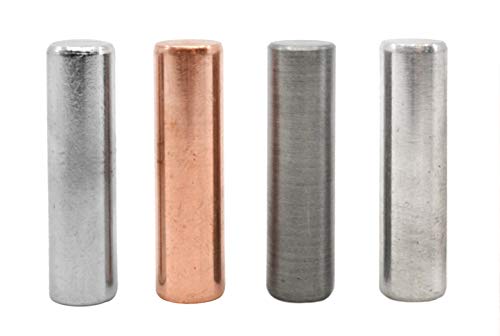 4pc Metal Cylinder Set - Aluminum, Zinc, Copper & Steel - 1.5" x 0.4" - for Density Investigation, Specific Gravity & Specific Heat Experiments - Eisco Labs