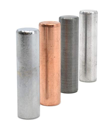 4pc Metal Cylinder Set - Aluminum, Zinc, Copper & Steel - 1.5" x 0.4" - for Density Investigation, Specific Gravity & Specific Heat Experiments - Eisco Labs