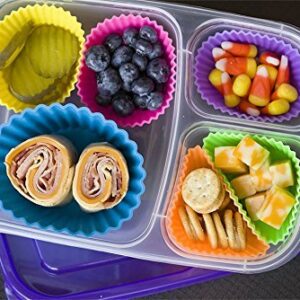 Pantry Elements Silicone Cupcake Liners for Baking and Bonus Gift Jar, Pack of 12 Reusable Muffin Liners Baking Cups Molds for Baking, Bento Lunch Box Accessories, Moldes de Silicona Para Reposteria