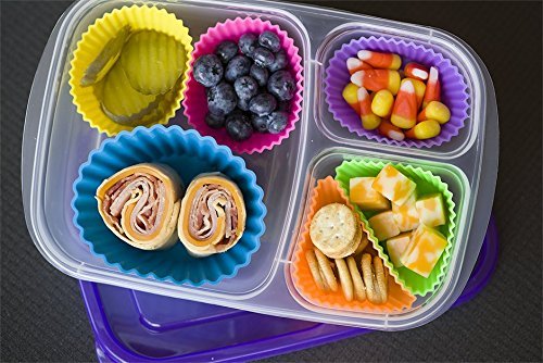 Pantry Elements Silicone Cupcake Liners for Baking and Bonus Gift Jar, Pack of 12 Reusable Muffin Liners Baking Cups Molds for Baking, Bento Lunch Box Accessories, Moldes de Silicona Para Reposteria