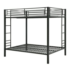 dhp full over full bunk bed for kids, metal frame with ladder (black)