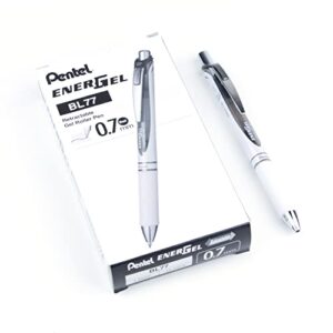 pentel energel pearl deluxe rtx retractable liquid gel pen, (0.7mm), accent, black ink, box of 12 (bl77pw-a)