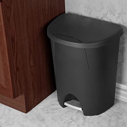 Sterilite 10949004 6.6 Gallon/25 Liter StepOn Wastebasket, Black, 4-Pack