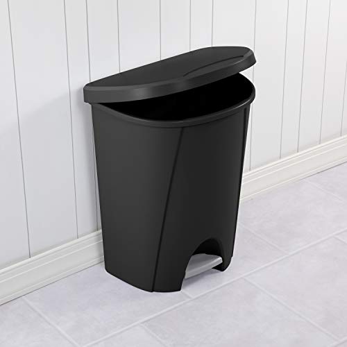 Sterilite 10949004 6.6 Gallon/25 Liter StepOn Wastebasket, Black, 4-Pack