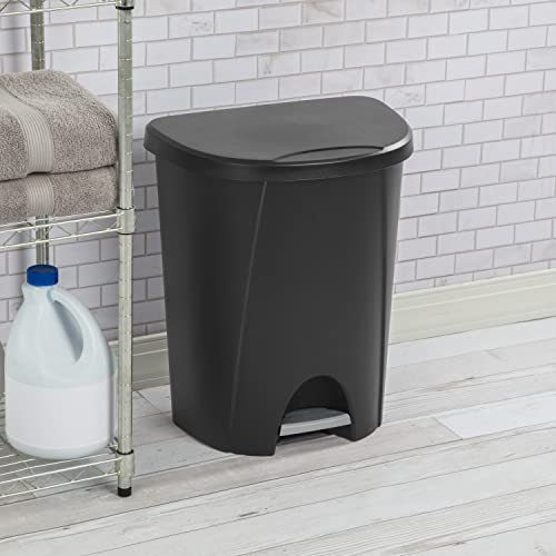 Sterilite 10949004 6.6 Gallon/25 Liter StepOn Wastebasket, Black, 4-Pack