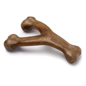 benebone wishbone durable dog chew toy for aggressive chewers, real bacon, made in usa, medium