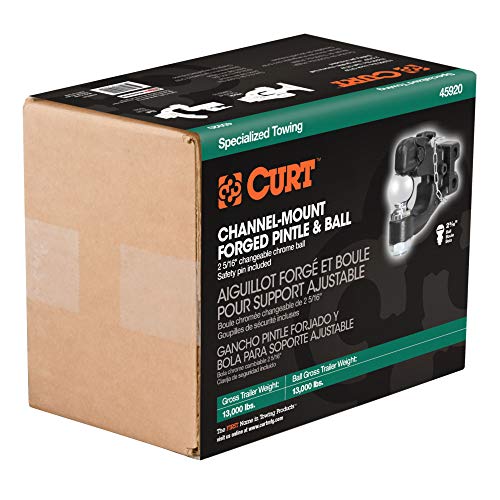 CURT 45920 Channel Mount Pintle Attachment with 2-5/16-Inch Ball, 13,000 lbs, Shank Required , Black