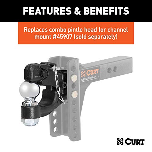 CURT 45920 Channel Mount Pintle Attachment with 2-5/16-Inch Ball, 13,000 lbs, Shank Required , Black