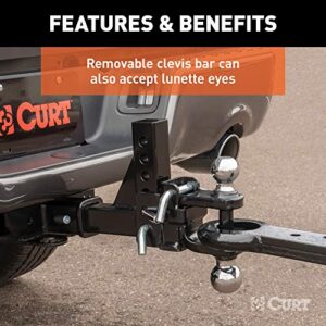 CURT 45049 Adjustable Trailer Hitch Ball Mount, Fits 2-Inch Receiver, 6-1/2-Inch Drop, 2 and 2-5/16-Inch Balls, 10,000 lbs , Black