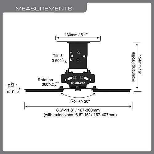 QualGear PRB-717-Blk Ceiling Mount Projector Accessory,Black Mount