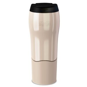 mighty mug plastic travel mug, no spill double wall tumbler, cold/hot, cup-holder friendly, dishwasher safe, (cream, 16oz)