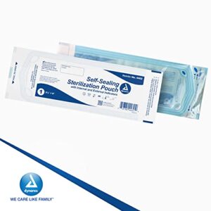 Dynarex Sterilization Pouches - Self-Sealing Autoclave Bags for Medical, Dental, Tattoo & Nail Care Tools - Blue-Tinted Transparent Cover, Dual Color Indicators - 3.5" x 9", 1 Box of 200