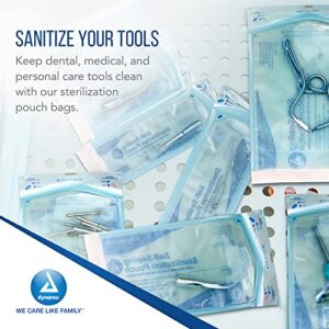 Dynarex Sterilization Pouches - Self-Sealing Autoclave Bags for Medical, Dental, Tattoo & Nail Care Tools - Blue-Tinted Transparent Cover, Dual Color Indicators - 3.5" x 9", 1 Box of 200