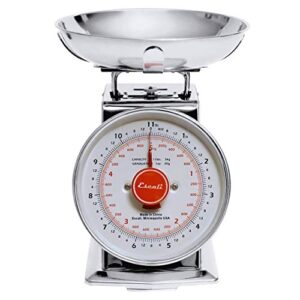 Escali DS115B Mercado Retro Classic Mechanical Dial Stainless Steel Scale, Removeable Bowl, Tare Functionality, 11lb Capacity, Stainless