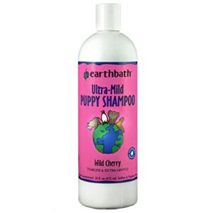 earthbath ultra-mild wild cherry puppy shampoo - tearless & extra gentle for puppies' sensitive skin, aloe vera, vitamin e, give your puppy a brilliant and quality shine, made in usa - 16 fl. oz